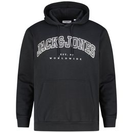 Jack & Jones Herren Gro&szlig;e Gr&ouml;&szlig;en | Jack&Jones Hoodie mit Label-Print Farbe schwarz Gr&ouml;&szlig;e: 4XL