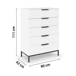 Rauch Kommode &raquo;Flipp&laquo; mit Fu&szlig;gestell - 80x42x111cm - wei&szlig; - Holz / Holz