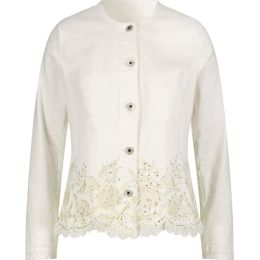 CR&Eacute;ATION L Damen Blusenblazer mit Stickerei und Glitzersteinchen ecru Gr&ouml;&szlig;e 38
