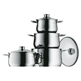 WMF Diadem Plus Topf-Set 4-tlg Kochgeschirrset (4-teiliges Topf-Set, 3 Kocht&ouml;pfe (16/20/24 cm), 1 Bratentopf 20 cm, jeweils mit Glasdeckel, sehr gute Basis f&uuml;r die Ausstattung jeder K&uuml;che, breiter Sch&uuml;ttrand, TransTherm&reg;-Allherdboden, geeignet f&uuml;r alle Her