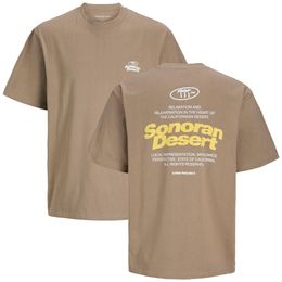 Jack & Jones Herren Gro&szlig;e Gr&ouml;&szlig;en | Jack&Jones T-Shirt mit Print auf Vorder- und R&uuml;ckseite Farbe hellbraun Gr&ouml;&szlig;e: 3XL