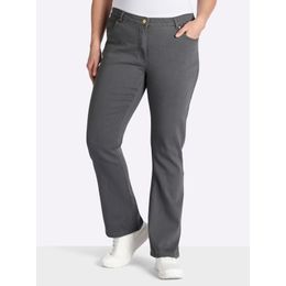 sheego Gro&szlig;e Gr&ouml;&szlig;en Bootcut-Jeans im 5-Pocket-Stil, stone-grey-denim, Gr&ouml;&szlig;e 52 - Damen