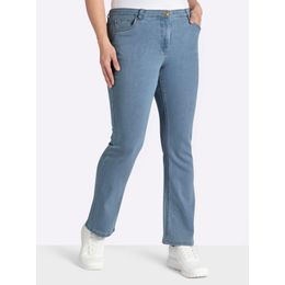 sheego Gro&szlig;e Gr&ouml;&szlig;en Bootcut-Jeans im 5-Pocket-Stil, blue-bleached, Gr&ouml;&szlig;e 25 - Damen