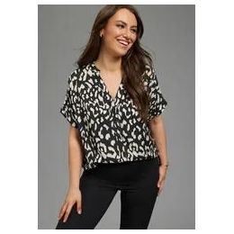 Longbluse LAURA SCOTT CURVE "Gro&szlig;e Gr&ouml;&szlig;en", Damen, Gr. 58, schwarz bedruckt, Web, Obermaterial: 100% Viskose, bedruckt, mit Umschlag Aufschlag, Blusen Longbluse, mit modischem Allover-Druck
