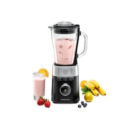 Rommelsbacher MX 1260 Standmixer (1.200 Watt, 1,5 Liter Glaskrug, 8 Stufen und Pulse-Funktion, 2 Automatik Programme ?Ice Crush? &; ?Smoothie?, gro&szlig;er Bedienknebel und LED-Anzeige, 6-fl&uuml;geliges Edelstahlmesser, Edelstahl/Schwarz/Glas)