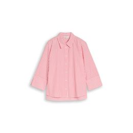 Tom Tailor Damen Popeline Hemdbluse mit 3/4-Arm, rosa, Gestreift, Gr. 46