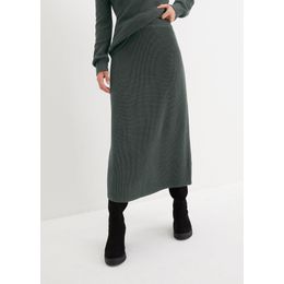 bonprix Midirock, gr&uuml;n, Gr.48/50 (XL), modischer Strickrock aus Baumwoll-Mix, 50% Baumwolle