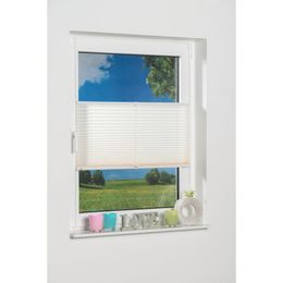 K-home Plissee &raquo;Klemmfix Pisa&laquo; Lichtschutz ohne Bohren verspannt Crushed-Optik beige Obermaterial: 100% Polyester 210cm, zweiseitig verschiebbar, 95cm