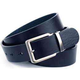 Anthoni Crown Herren Lederg&uuml;rtel 3,5 cm breiter Casual-Volllederg&uuml;rtel blau 85