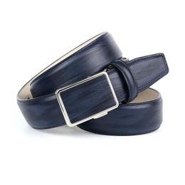 Anthoni Crown Herren Lederg&uuml;rtel in angesagter Marineblau Farbe blau 105