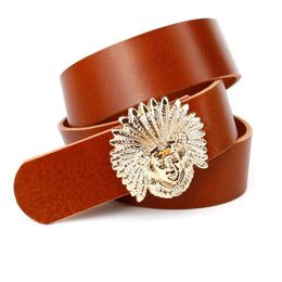 Anthoni Crown Damen Lederg&uuml;rtel genarbt, mit gl&auml;nzender Schlie&szlig;e braun 95