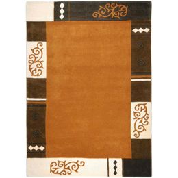 Theko Wollteppich &raquo;Ambadi&laquo; rechteckig 14 mm H&ouml;he reine Schurwolle, handgetuftet, mit Bord&uuml;re, modern braun Schurwolle B : 90cm 1 Stk., 14mm, L: 160cm