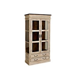 Vitrine Mango / Akazie 90x45x180 wei&szlig; gewachst CASTLE-ANTIK #71