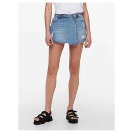 Jeansrock Only "ONLTEXAS &ndash; Destroyed Effekt f&uuml;r trendigen Hosenrock-Stil", Damen, Gr. L (40), blau (light blau denim), Denim/Jeans, Obermaterial: 100% Baumwolle, unifarben, mini, R&ouml;cke Skort, figurbetont, Denim/Jeans, Baumwolle, Destroyed Effekt, unifarben