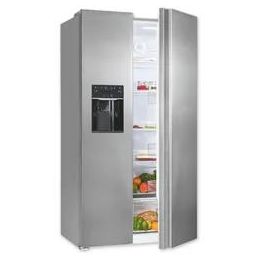 Exquisit Side-by-Side "SBS520-CF-040E", Energieeffizienz: E (A-G), silber (edelstahloptik), B:90cm H:177cm T:66cm, K&uuml;hlschr&auml;nke