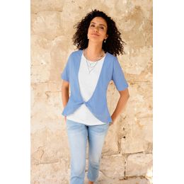 CR&Eacute;ATION L Damen 2-in-1-Shirt mit Knoten-Detail himmelblau-ecru Gr&ouml;&szlig;e 40