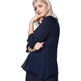 sheego Damen Blusenshirt mit Zipfelsaum marine Gr&ouml;&szlig;e 44/46