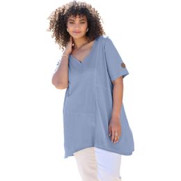 sheego Damen Longshirt mit gerundetem Saum bleu Gr&ouml;&szlig;e 40/42