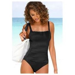 Badeanzug Lascana "Camilla", Damen, Gr. 42, Cup B, schwarz-wei&szlig; (schwarz, wei&szlig;), Polyamid, kontrastfarbene Details, unifarben, Badeanz&uuml;ge Badeanzug, mit Miedereinsatz, eingearbeitete Softcups, Unterbrustgummi vorne