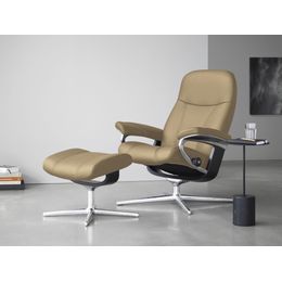 Relaxsessel stressless "Consul", beige (sand paloma), B:91cm H:102cm T:79cm, Leder PALOMA: PALOMA ist ein durchgef&auml;rbtes Semianilin-M&ouml;belleder mit nat&uuml;rlicher Narbung., Sessel, Relaxsessel, mit Cross Base, Gr&ouml;&szlig;e S, M & L, Holzakzent Schwarz