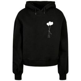 Kapuzenpullover Merchcode "Merchcode Ladies Love In The Air Organic Oversized Hoody", Damen, Gr. XL, schwarz, 100% Baumwolle, mehrfarbig, oversize, ohne Ausschnitt, Pullover Kapuzenpullover