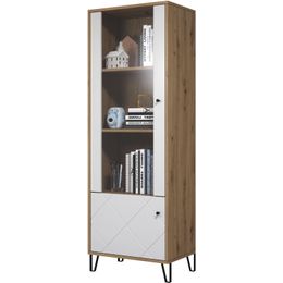 Standvitrine Home Affaire "Tarragona", braun (artisan eiche melamin, wei&szlig; matt), B:63cm H:172cm T:40cm, Schr&auml;nke, Standvitrine, Standvitrine mit 2 T&uuml;ren - (B/T/H) 63/40/172 cm