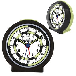 Quarzwecker Scout "Lernzifferblatt schwarz", schwarz, Wecker, Kinderwecker, Geschenkidee, Kinderzimmer, Schulanfang, Lernwecker