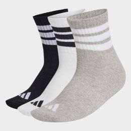 Funktionssocken adidas Performance "3S ESS C MID 3P", Damen, Gr. M (40/42), medium grau heather, wei&szlig;, schwarz, Obermaterial: 58% Baumwolle, 39% Polyester, 2% Elasthan, 1% Polyamid, Socken