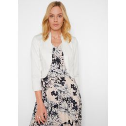 Boleroblazer bonprix, Damen, Gr. 54, wei&szlig;, Obermaterial: 97% Baumwolle, 3% Elasthan. Futter: 100% Polyester, slim fit, Blazer, elegante Wellenkante, aus Baumwolle und Elasthan, Slim fit