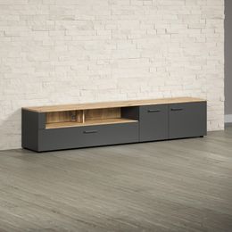 Lowboard Home Affaire "Estepona TV-Kommode", anthrazit mit coast evoke oak, B:210cm H:43cm T:41cm, Sideboards, Lowboard, TV-Board, Breite 210 cm, Elegant und modern