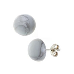Paar Ohrstecker Jobo, silber (silber 925), Ohrringe, Damen, 10mm, Silber 925 (Sterlingsilber), rund 925 Silber mit Howlith