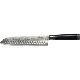 Feinkost K&auml;fer Santokumesser K&Auml;FER, schwarz, Klingenl&auml;nge 20,5cm, Damaststahl, Kochmesser, 67-lagiger Stahl, H&auml;rtegrad 60&plusmn;1HRC, korrosionsbest&auml;ndig, Klinge 20 cm