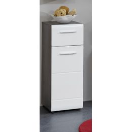 Unterschrank Welltime "Sovana", eichefarben rauchsilber, wei&szlig; hochglanz, B:30cm H:79cm T:31cm, Holzwerkstoff, Schr&auml;nke, Unterschrank, Badkommode mit Hochglanzfront und 1 Schublade - (B/T/H) 30/31/80 cm