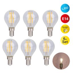 N&auml;ve N&Auml;VE LED-Leuchtmittel "Daffy", Energieeffizienz: E (A-G), klar, L:7,8cm &Oslash;:4,5cm, Leuchtmittel, 6er Set, LED in warmwei&szlig;, E14, dimmbar, Farbe klar, D: 4,5cm, H: 8cm