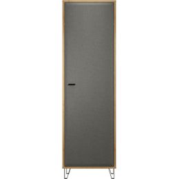 Garderobenschrank Home Affaire "Belva", eiche, dunkelgrau, B:60cm H:200cm T:42cm, Holzwerkstoff, Kunststoff, Metall, Schr&auml;nke, Garderobenschrank, Flurschrank mit 5 verstellbaren B&ouml;den und ausziehbarer Kleiderstange