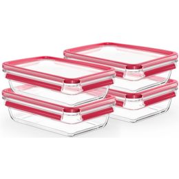 Frischhaltedose Emsa "Clip & Close Glas Set, rechteckig, 100 % dichte Aufbewahrungsboxen", rot, B:16,7cm H:7cm L:22,6cm, Glas, Lebensmittelaufbewahrungsbeh&auml;lter, Frischhaltedose, sp&uuml;lmaschinen-, gefrier-, backofen-, mikrowellenfest