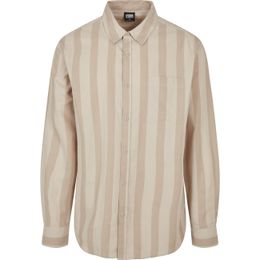 Langarmhemd Urban Classics "Urban Classics Herren Striped Shirt", Herren, Gr. S, US-Gr&ouml;&szlig;en, beige (unionbeige, softseagrass), 100% Baumwolle, Hemden