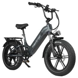 E-Bike MAXTRON "Maxtron Camel E-Bike compactbike" Gr. 42, grau, schwarz, Elektrofahrr&auml;der, 42cm, 20 Zoll (50,80cm), 20-Zoll-Fettreifenfahrrad mit Vorder- und Hinterradfederung