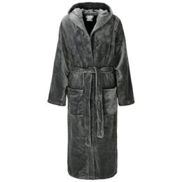 Unisex-Bademantel OTTO HOME "Miia, ideal f&uuml;r Sauna, Spa & im Urlaub" Gr. L, anthrazit uni, L:125cm, Microfaser, Hausm&auml;ntel, weich und kuschelig, pl&uuml;sch, f&uuml;r Damen und Herren, S-XL