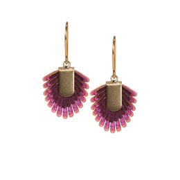 Paar Ohrh&auml;nger Gretchen "Pam Pem Earring S", Damen, Gr. Leder, rosa, Ohrringe, mit buntem Pergament