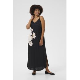 Cream Kleid Feminine Black with large flower black multi