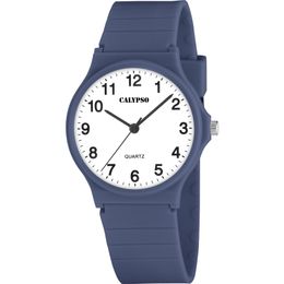 Quarzuhr Calypso Watches "Easy Time", blau, Armbanduhren, Damen, Quarzuhr, Armbanduhr, Damenuhr, Silikonarmband, analog