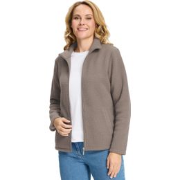 Damen Fleecejacke mit Stehkragen taupe, Gr&ouml;&szlig;e 56