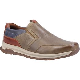 Hush Puppies Cole Leder Loafer Mit Khaki/Marineblauem/Beigem Leder F&uuml;r Herren.