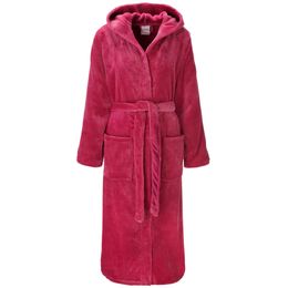 Unisex-Bademantel OTTO HOME "Miia, ideal f&uuml;r Sauna, Spa & im Urlaub" Gr. L, beere uni, L:125cm, Microfaser, Hausm&auml;ntel, weich und kuschelig, pl&uuml;sch, f&uuml;r Damen und Herren, S-XL