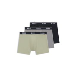 Boxershorts BOSS, Herren, Gr. XXL, 3 Stk., beige (open miscellaneous 970), Jersey, Obermaterial: 95% Baumwolle, 5% Elasthan, k&ouml;rpernah, Unterhosen, aus bequemer Stretch-Baumwolle, k&ouml;rpernah, mittlere Bundh&ouml;he