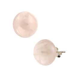 Paar Ohrstecker Jobo, silber (silber 925), Ohrringe, Damen, 12mm, Silber 925 (Sterlingsilber), rund 925 Silber mit Rosenquarz