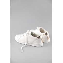 Sneaker ANISTON SHOES, Damen, Gr. 38, gold (wei&szlig;, goldfarben), Lederimitat, Schuhe Skaterschuh Sneaker low Retrosneaker, Schn&uuml;rschuh, Freizeitschuh mit Metallic-Akzent