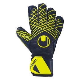 Torwarthandschuhe Uhlsport "Torwarthandschuhe Prediction Supersoft Kids", Kinder, Gr. 7, blau (marine, wei&szlig;, fluo gelb), Obermaterial: 81% Gummi rubber. 13% Polyester PES. 6% Nylon NY., Handschuhe