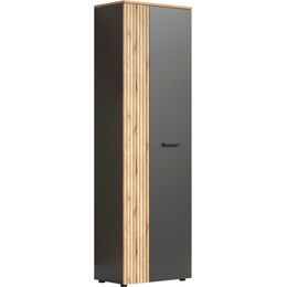 Garderobenschrank Home Affaire "Estepona", anthrazit, B:60cm H:195cm T:36cm, Holzwerkstoff, Kunststoff, Metall, Schr&auml;nke, Garderobenschrank, Flurschrank mit 2 T&uuml;ren & 1 Kleiderstange &ndash; (B/T/H) 60/36/195 cm